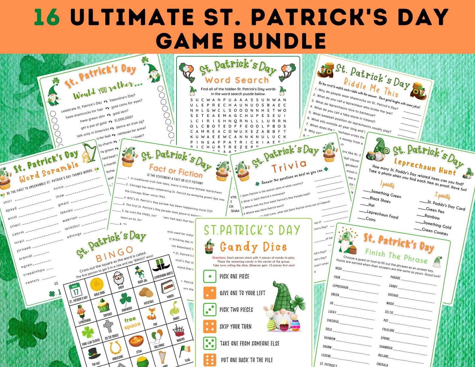 16 Ultimate St. Patrick's Day Game Bundle St. Patrick's Day Printable ...