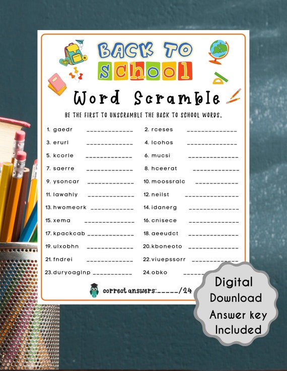 Printable Back to School Word Scramble Game Popular - Etsy