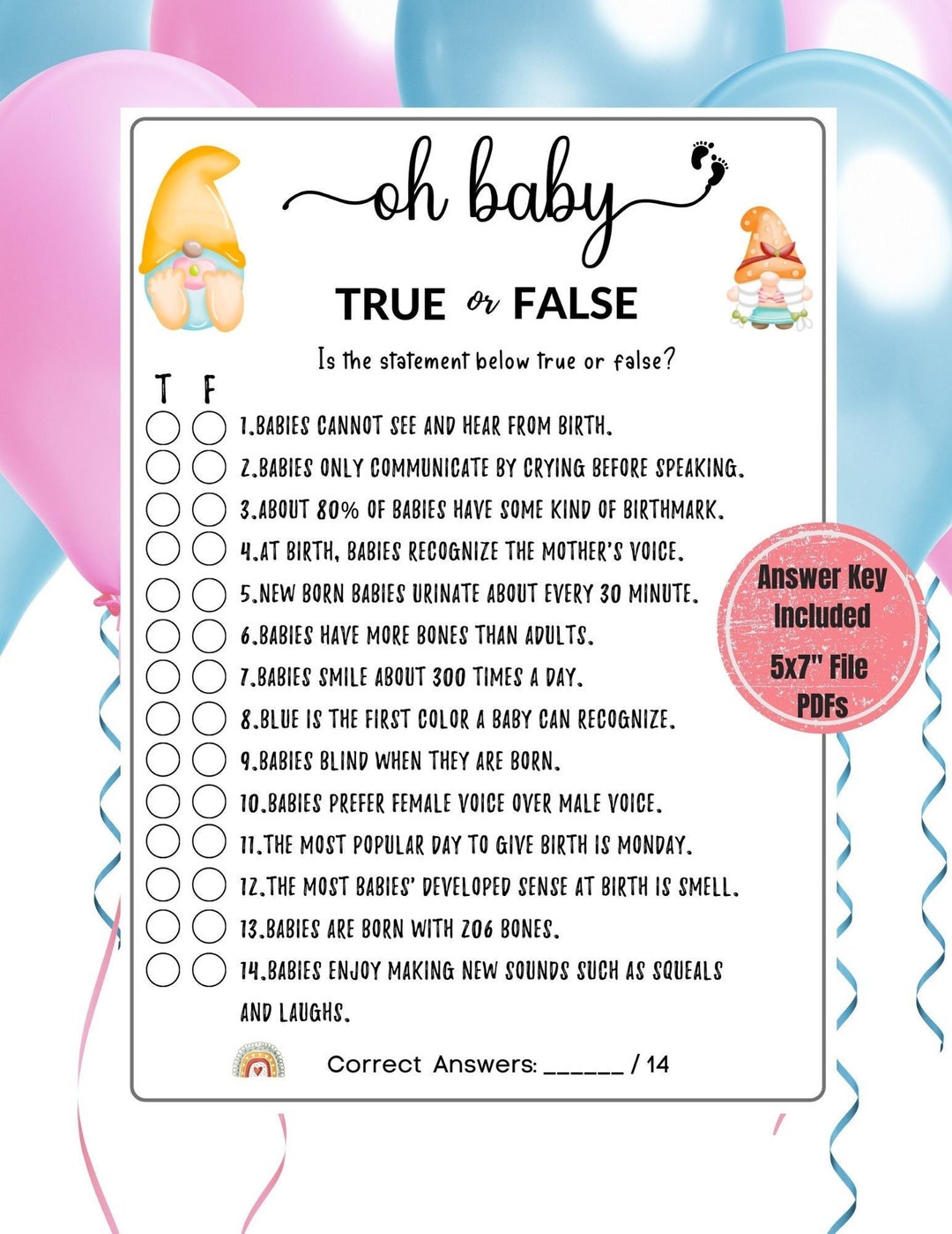 Baby Shower True Or False Game at Roger Krug blog