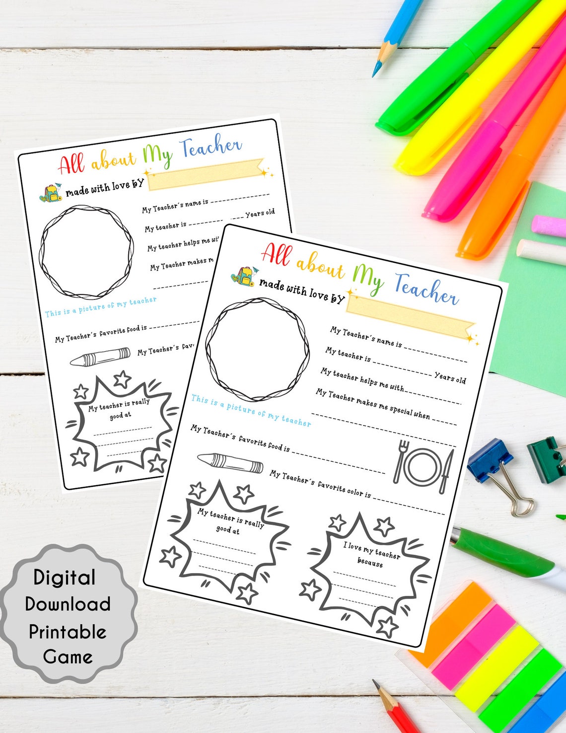 Back to School All About My Teacher Classroom Activity - Etsy