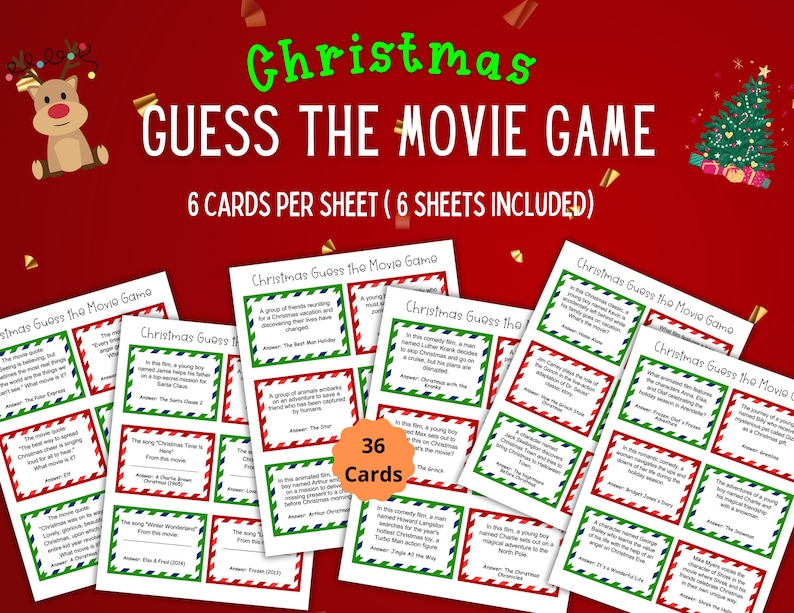 Guess the Christmas Movie Game, Printable Christmas Party Game ...