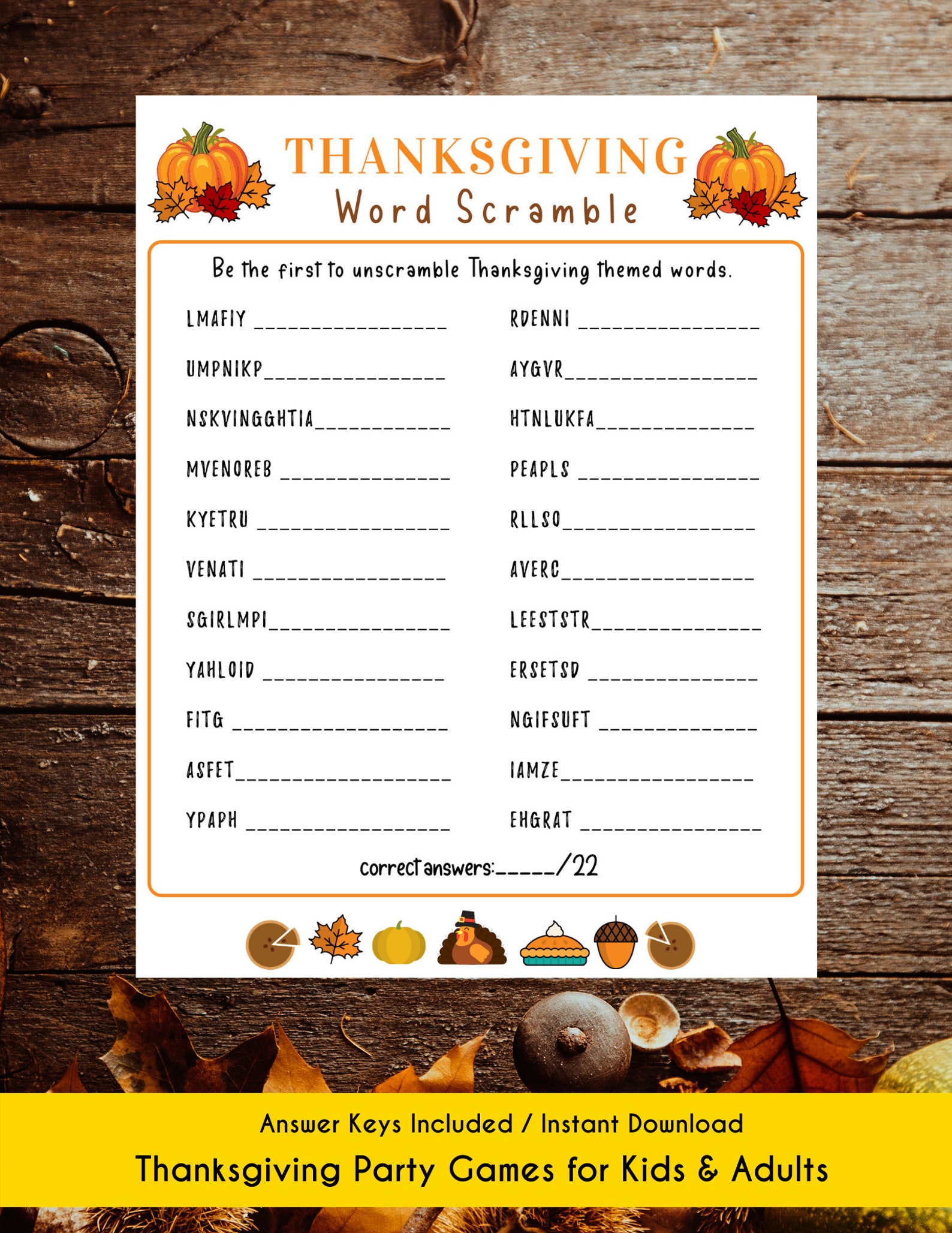 5 Thanksgiving Game Bundle Vol.2thanksgiving Printable Games - Etsy