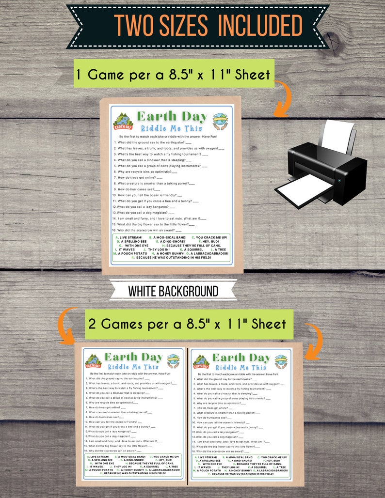 Earth Day Riddle Me This Game Fun Earth Day Printable Game for Kids ...