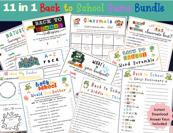 11 in 1 Back to School Printable Game Bundle Popular Games - Etsy