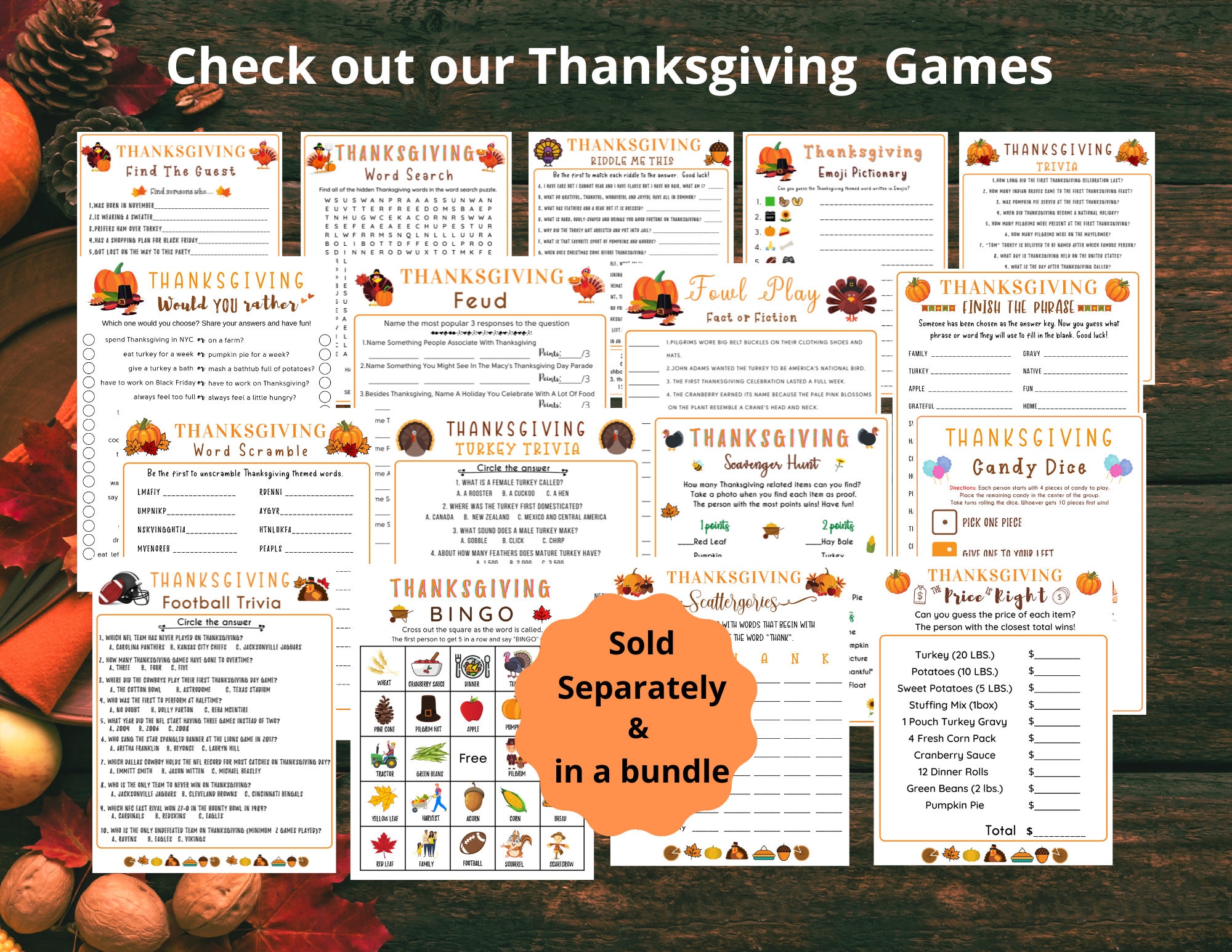Thanksgiving Party Game Printable Thanksgiving Game for Kids - Etsy