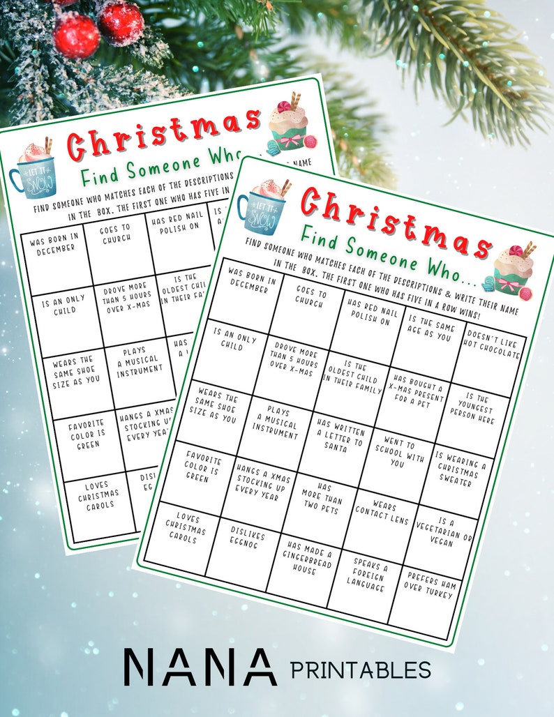 Christmas Find Someone Who Game: Holiday Party Printable (PDF) - Etsy