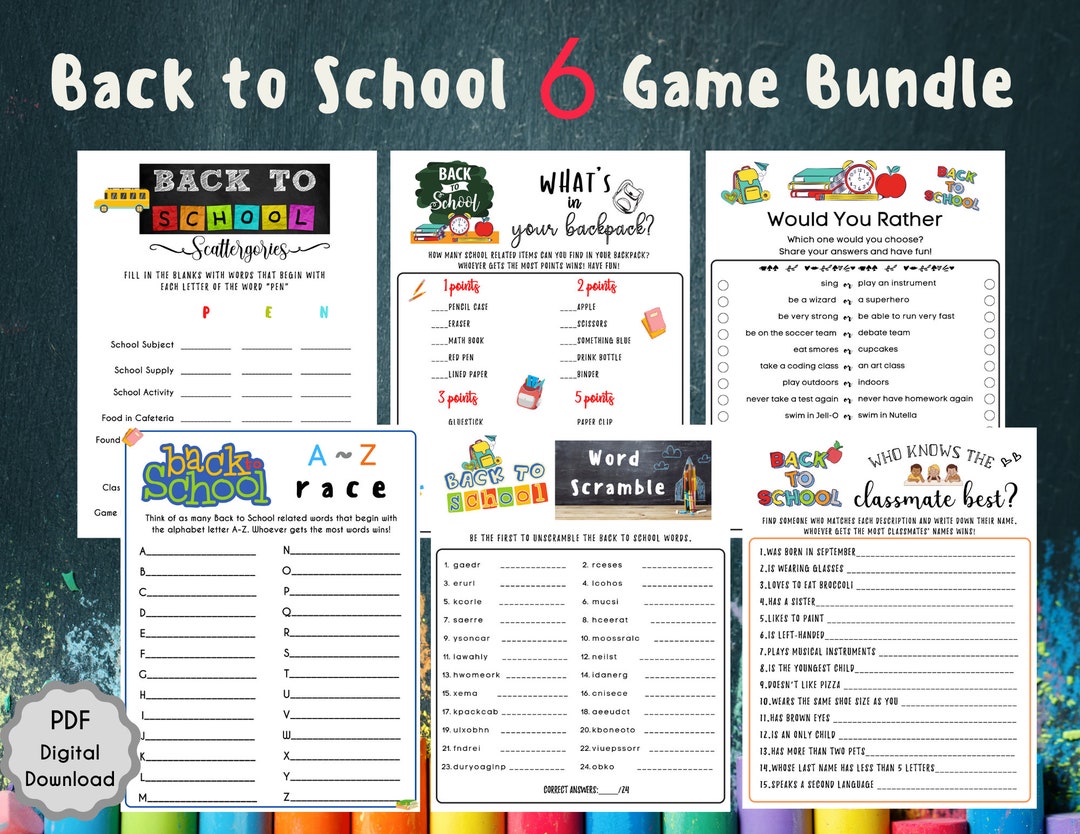 Back to School 6 Game Bundle | Classroom | Game for Kids | First Day of ...