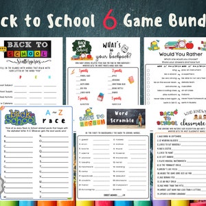 Back to School 6 Game Bundle Classroom Game for Kids - Etsy