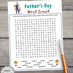 Father's Day Word Search Game Father's Day Game for | Etsy
