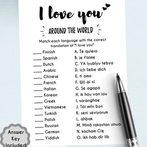 I Love You Around the World Bridal Shower Game, Printable, Bride ...