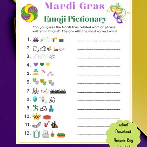 5 in 1 Mardi Gras Game Bundle Mardi Gras Printable Game for Kids ...