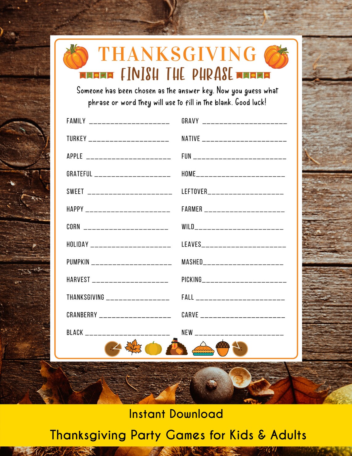 5 Thanksgiving Game Bundle Vol.2thanksgiving Printable Games - Etsy