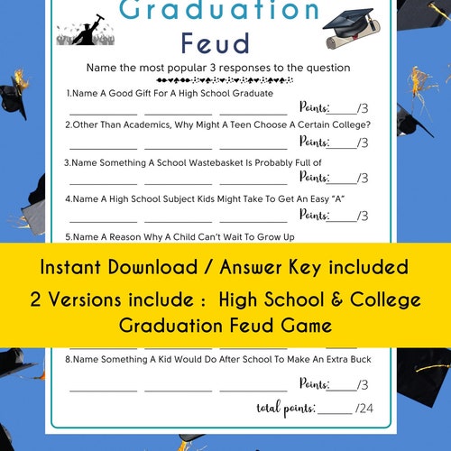 2023 Graduation Printable Game Graduation Feud Printable - Etsy