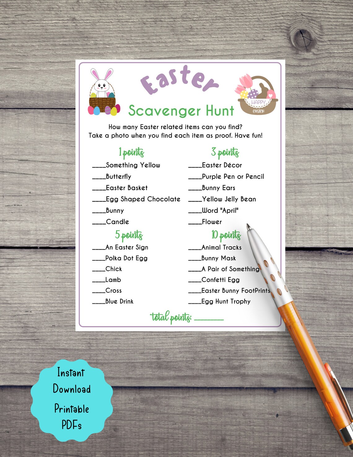 Easter Scavenger Hunt Game Easter Printable Game for Kids & - Etsy
