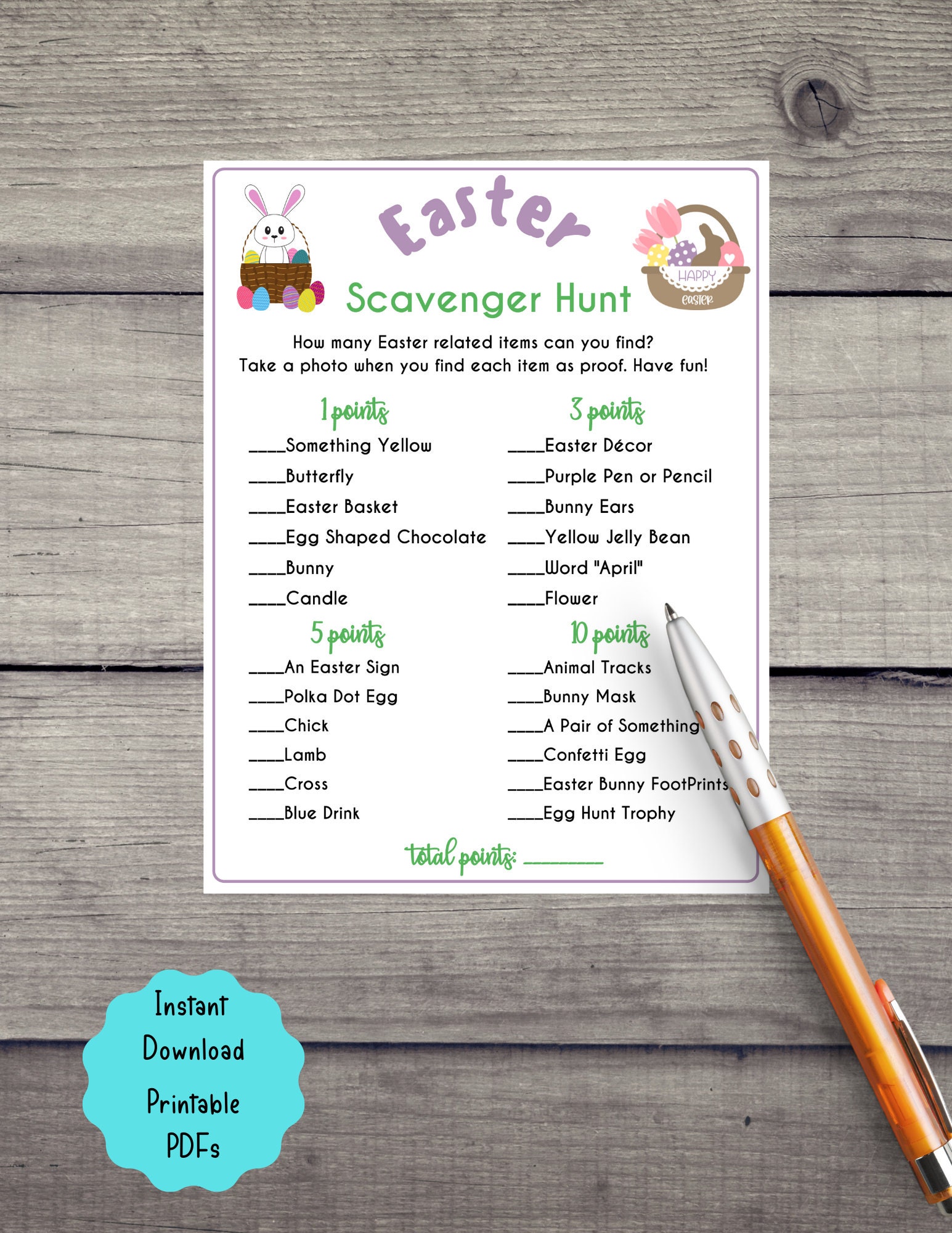Easter Scavenger Hunt Game Easter Printable Game for Kids & - Etsy