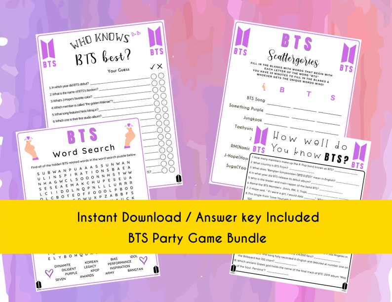 Bts Trivia Game Bundle BTS Party Game Set BTS Fans BTS - Etsy