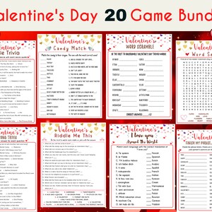 20 Valentines Day Printable Game Bundle, Fun Valentines Party Party ...