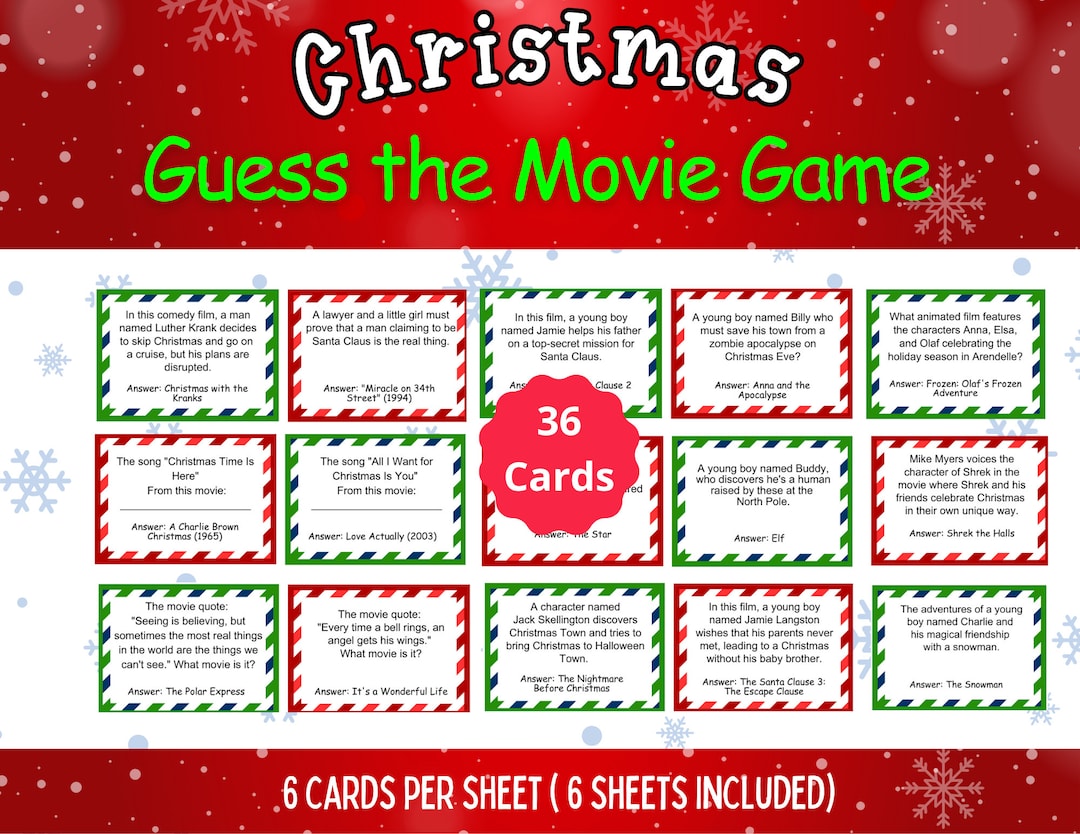 Guess the Christmas Movie Game, Printable Christmas Party Game ...