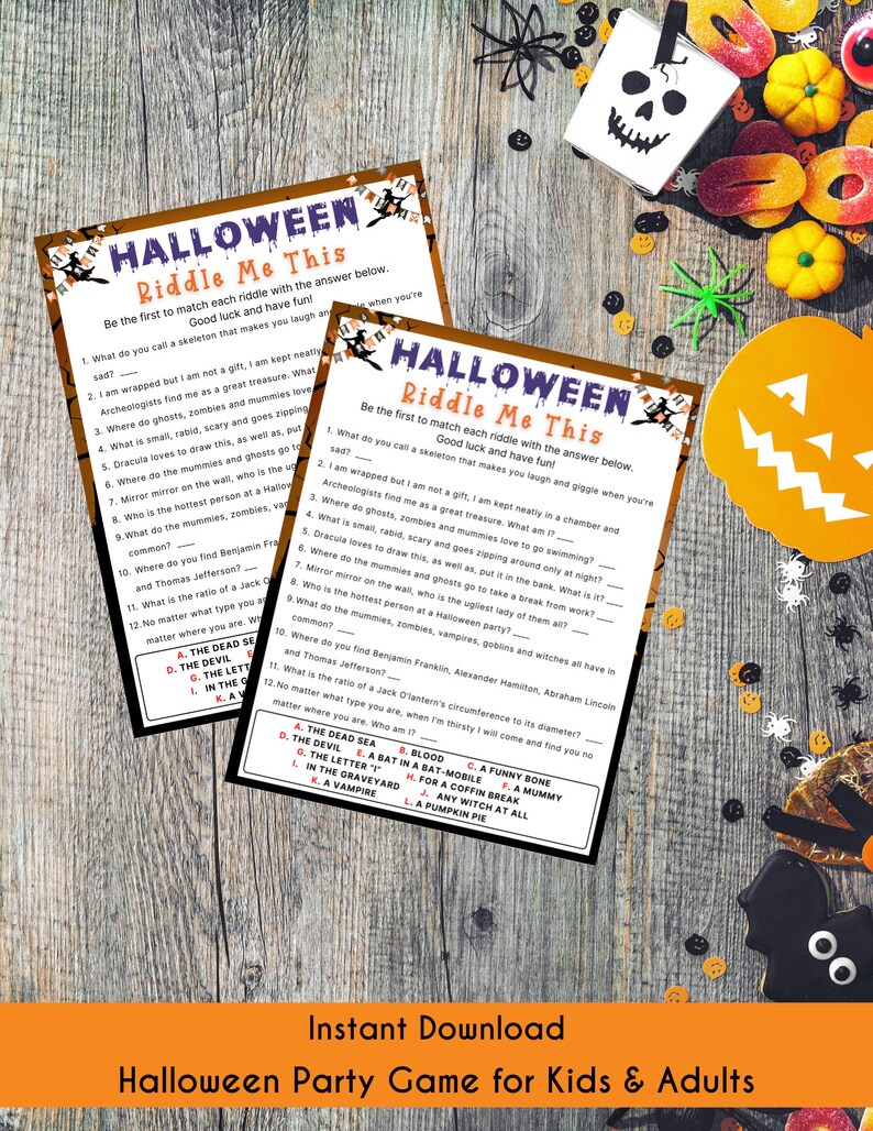 Juego imprimible de trivia de acertijos de fiesta de Halloween - Etsy ...