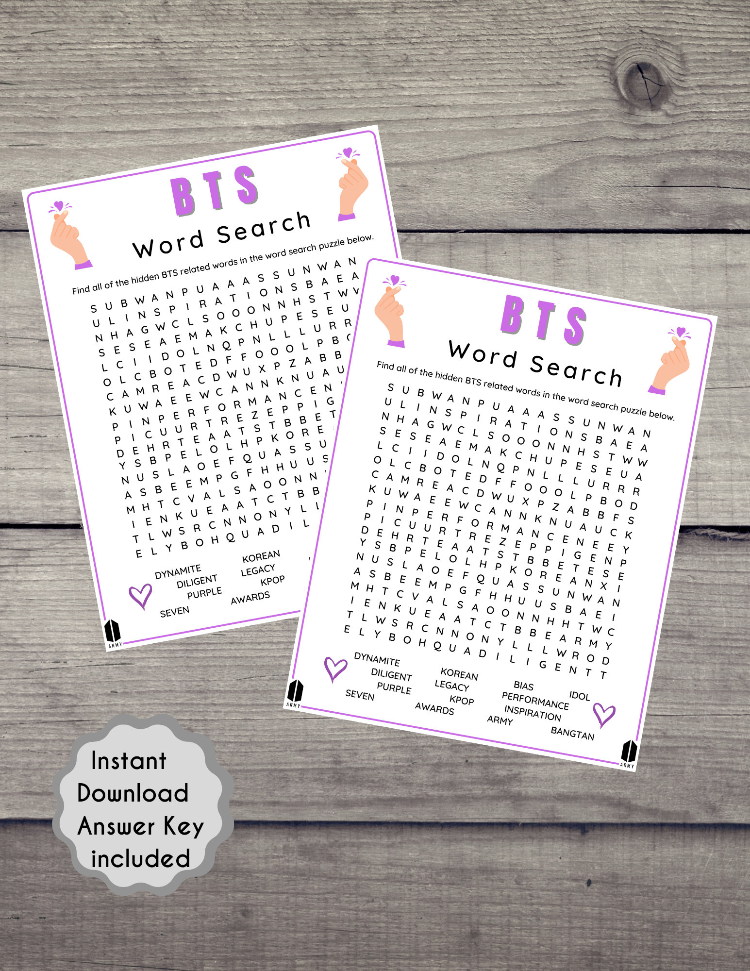 BTS Word Search Game Bts Trivia Game BTS Fans BTS Kpop - Etsy