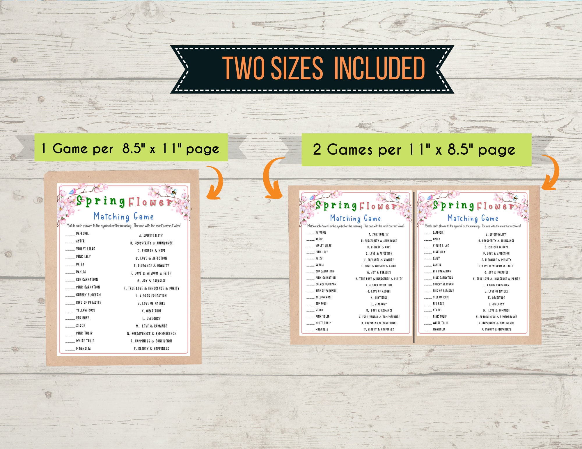 Spring Flower Matching and Name That Baby Printable Game Fun - Etsy