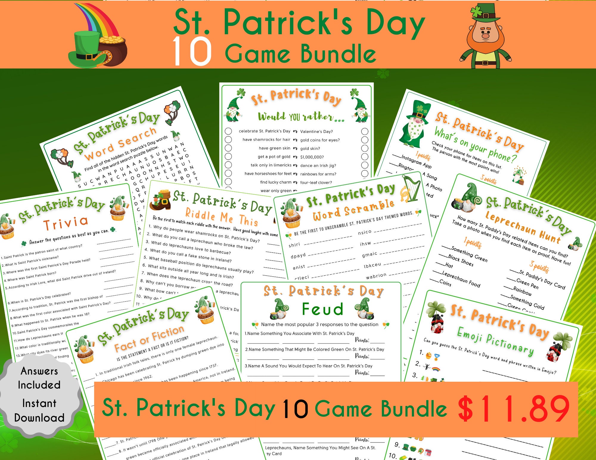 St. Patrick's Day Roll a Rainbow Dice Game St. Patrick's Printable Game ...