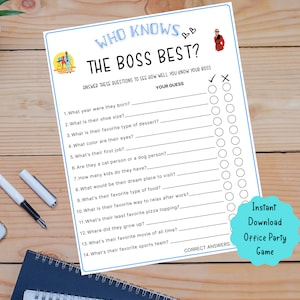 Printable Who Knows the Boss Best Office Party Game | Coworker Staff ...