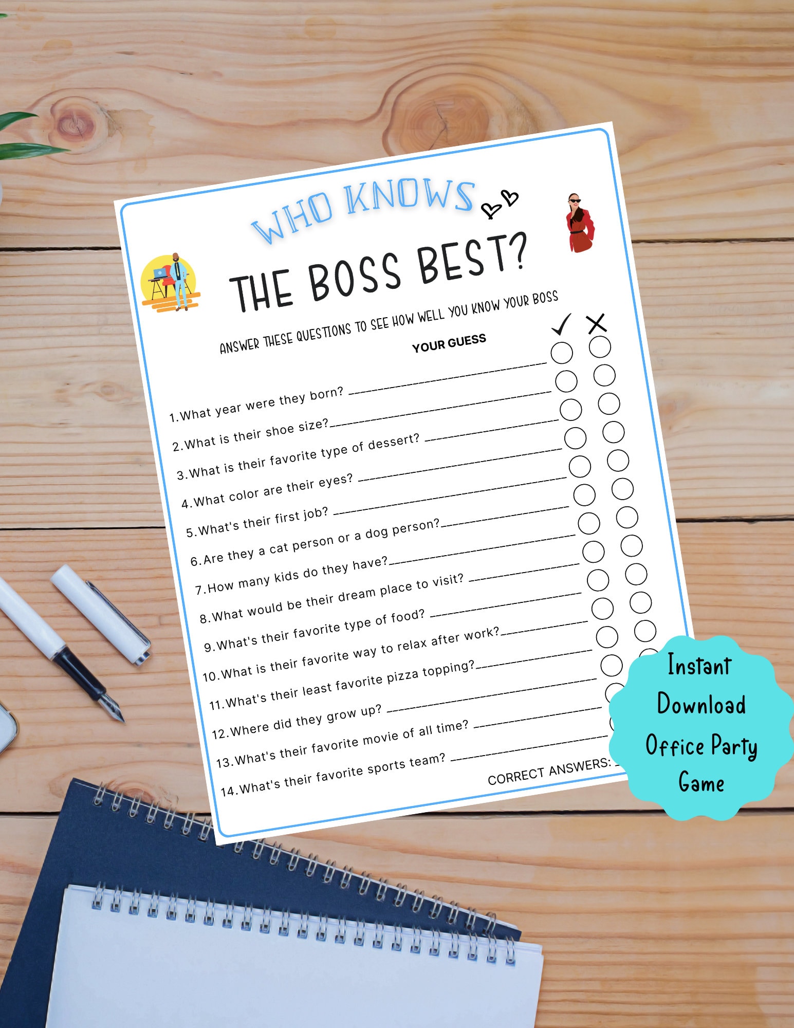 Printable Who Knows the Boss Best Office Party Game Coworker Staff Game ...