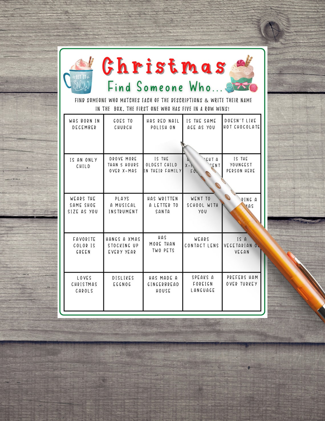 Christmas Find Someone Who Game Christmas Printable Game - Etsy