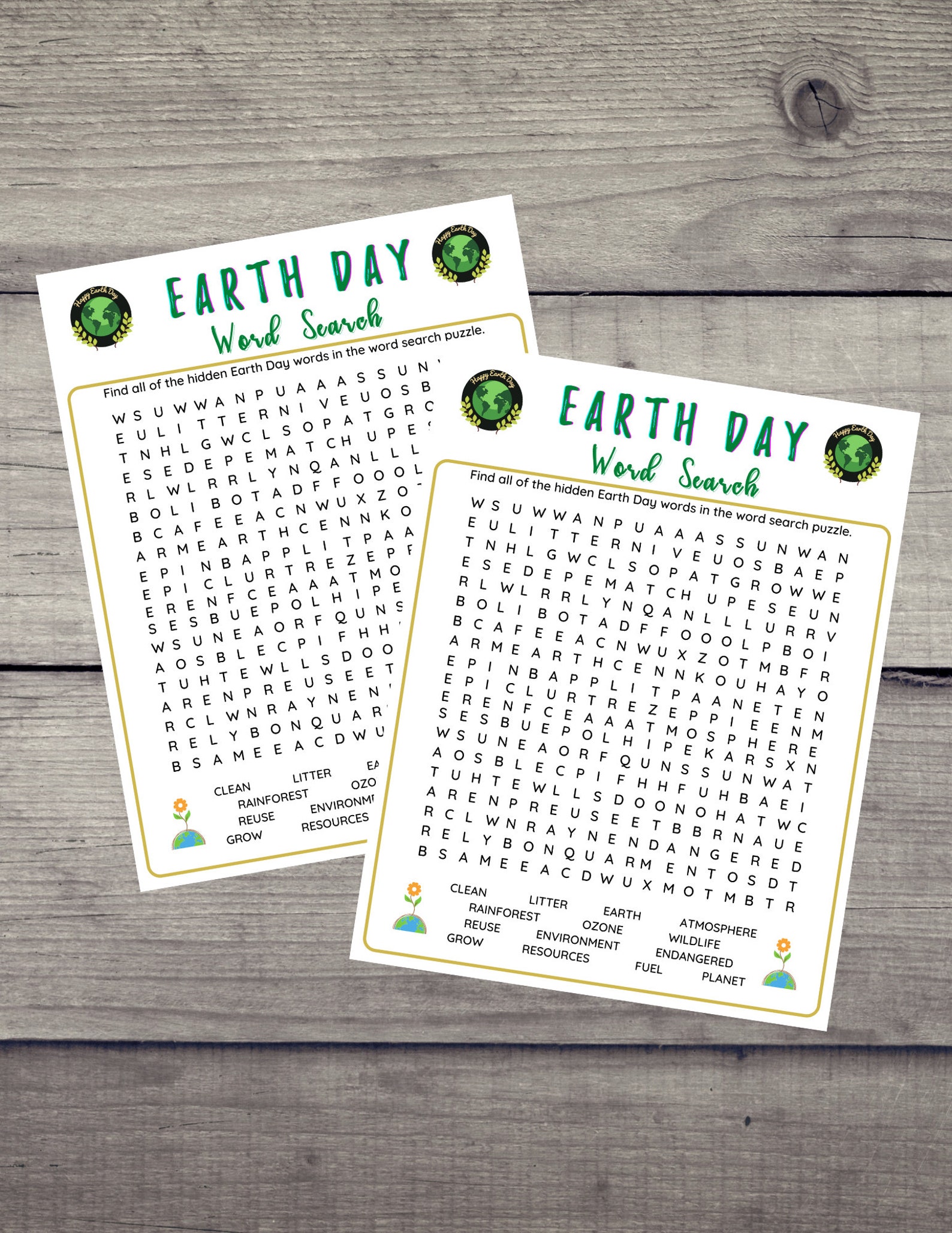 Earth Day Word Search Game Earth Day Game for Kids & Adults - Etsy