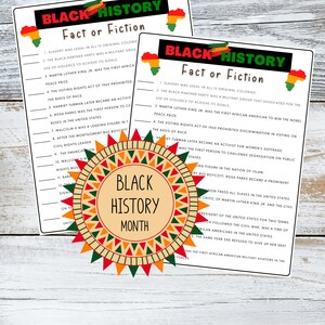 Black History Fact or Fiction Game, Fun Educational Game, Black History ...