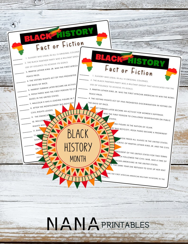 Black History Fact or Fiction Game, Fun Educational Game, Black History ...
