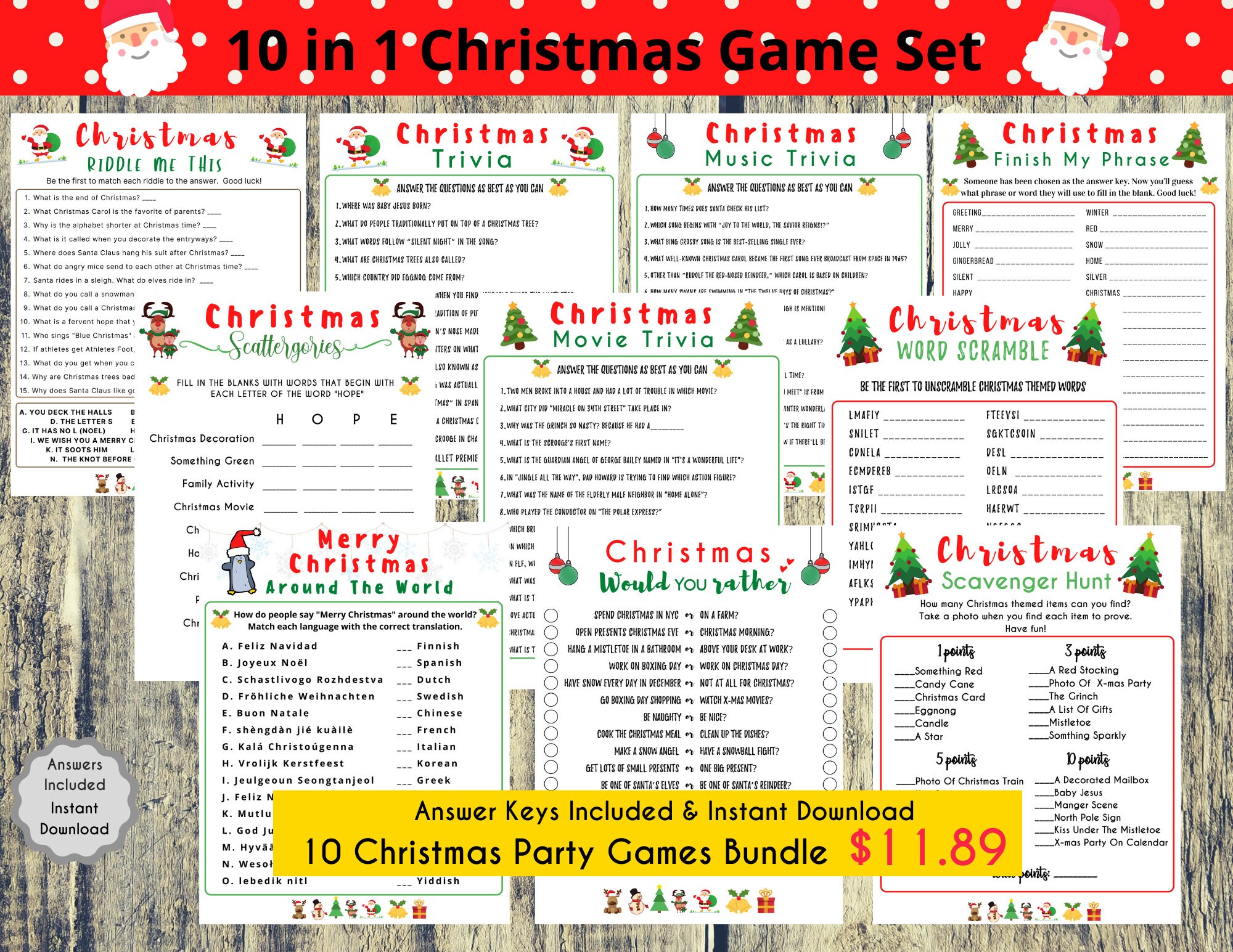 Christmas Finish My Phrase Game, Holiday Party Game, Christmas ...