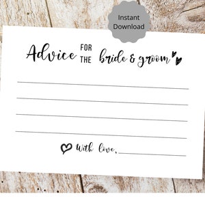 Advice for the Bride & Groom Bridal Shower Card, Printable, Bride Party ...