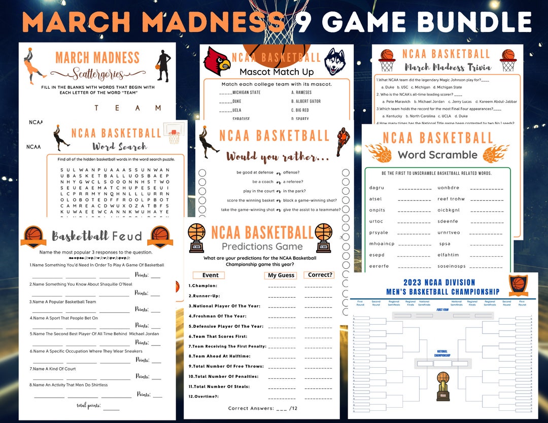 2023 March Madness Basketball Game Bundle | Basketball Trivia | Sports ...