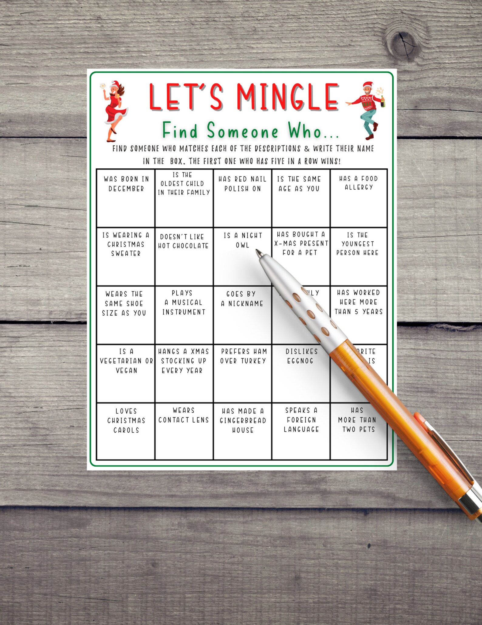 Christmas Find Someone Who Bingo Game: Holiday Party Activity ...