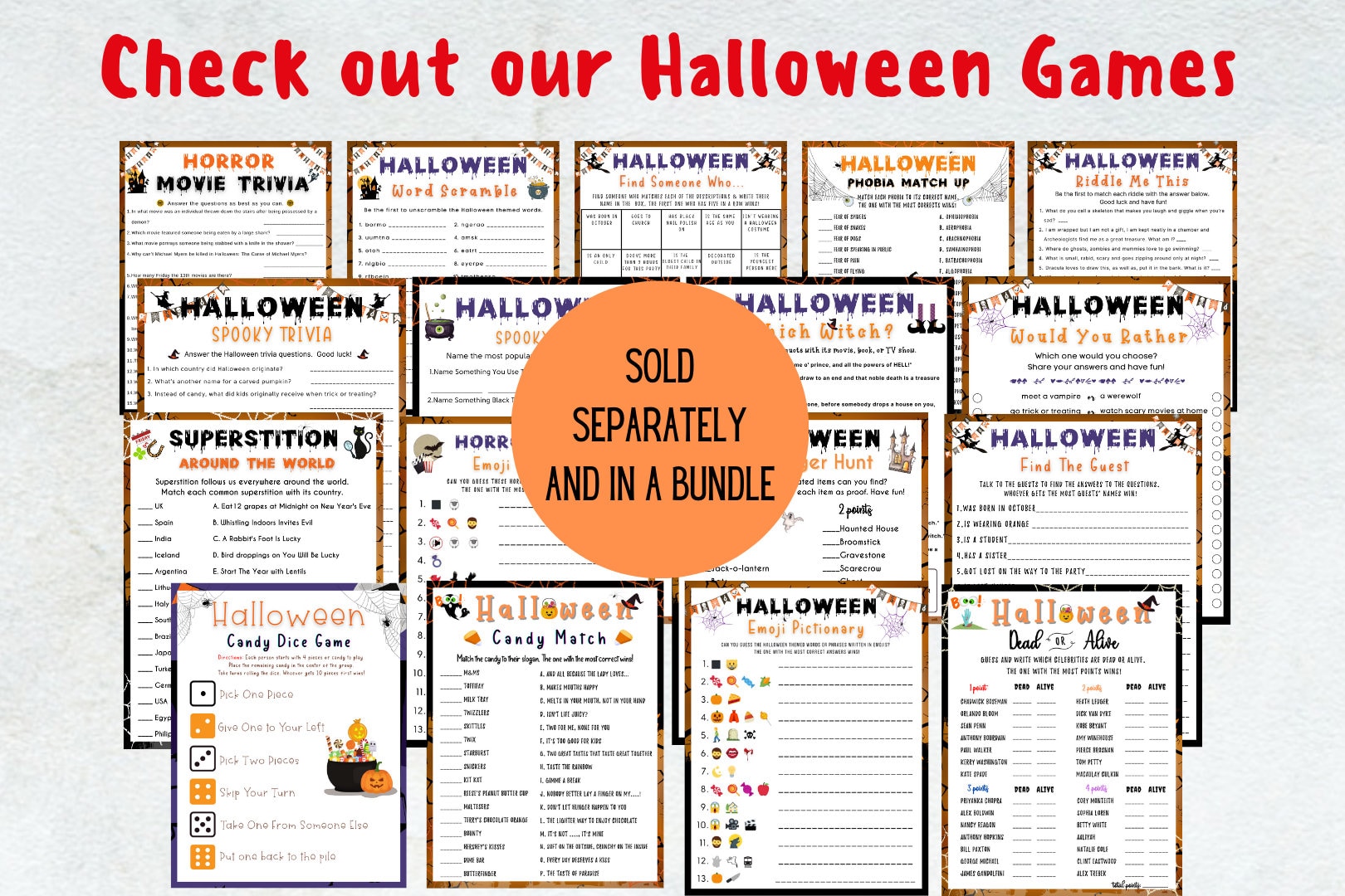Halloween Charades Game Printable Fun Halloween Game - Etsy