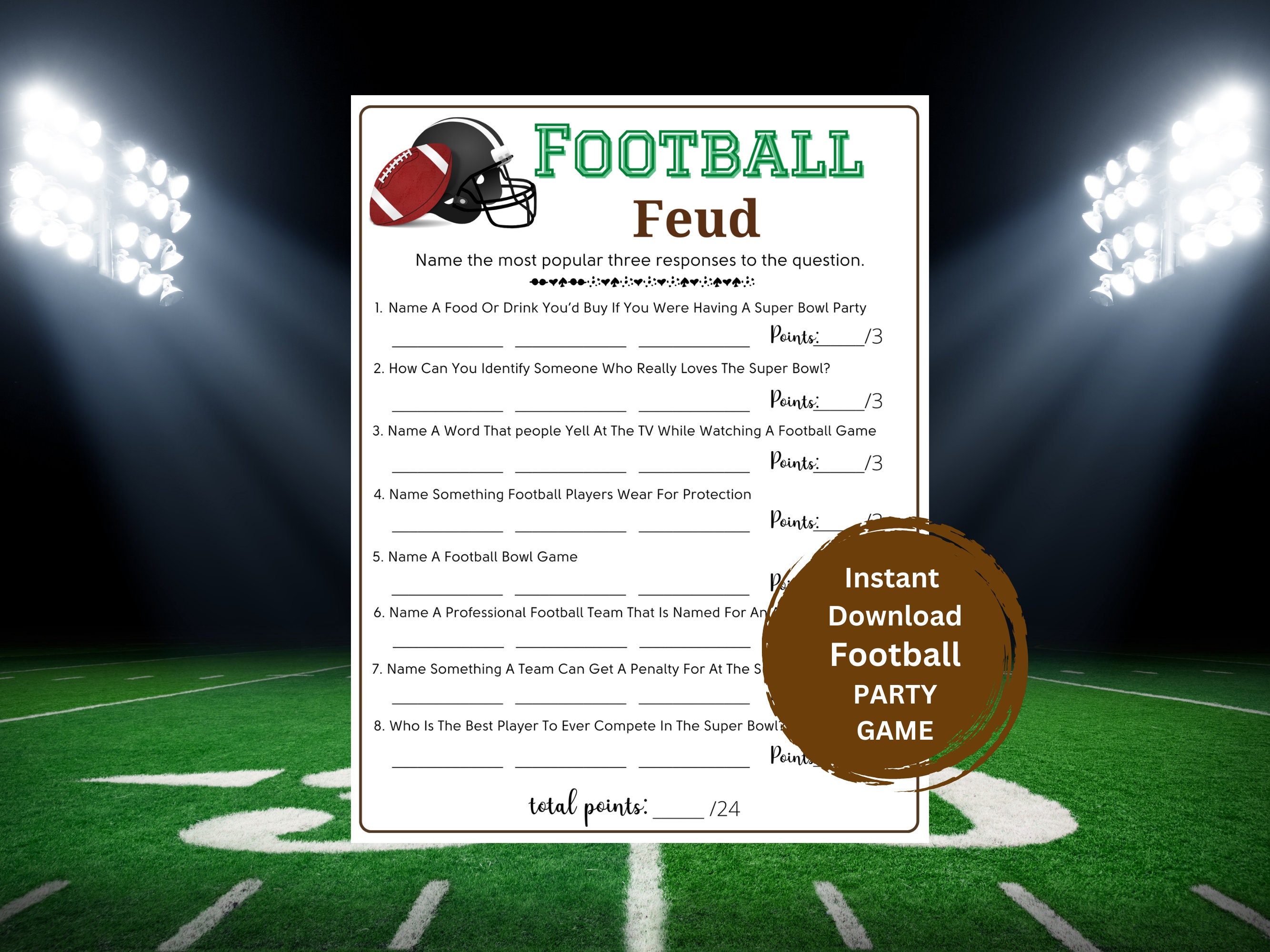 Football 10 Game Bundle, 2024 Football Trivia Quiz, Football Party ...