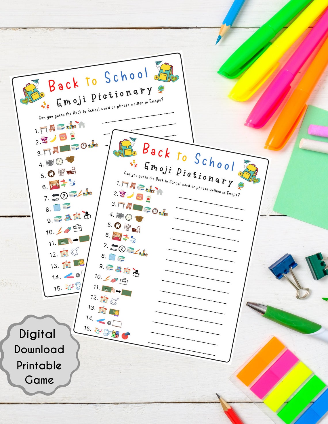 Back to School Emoji Pictionary Game Classroom Activity - Etsy