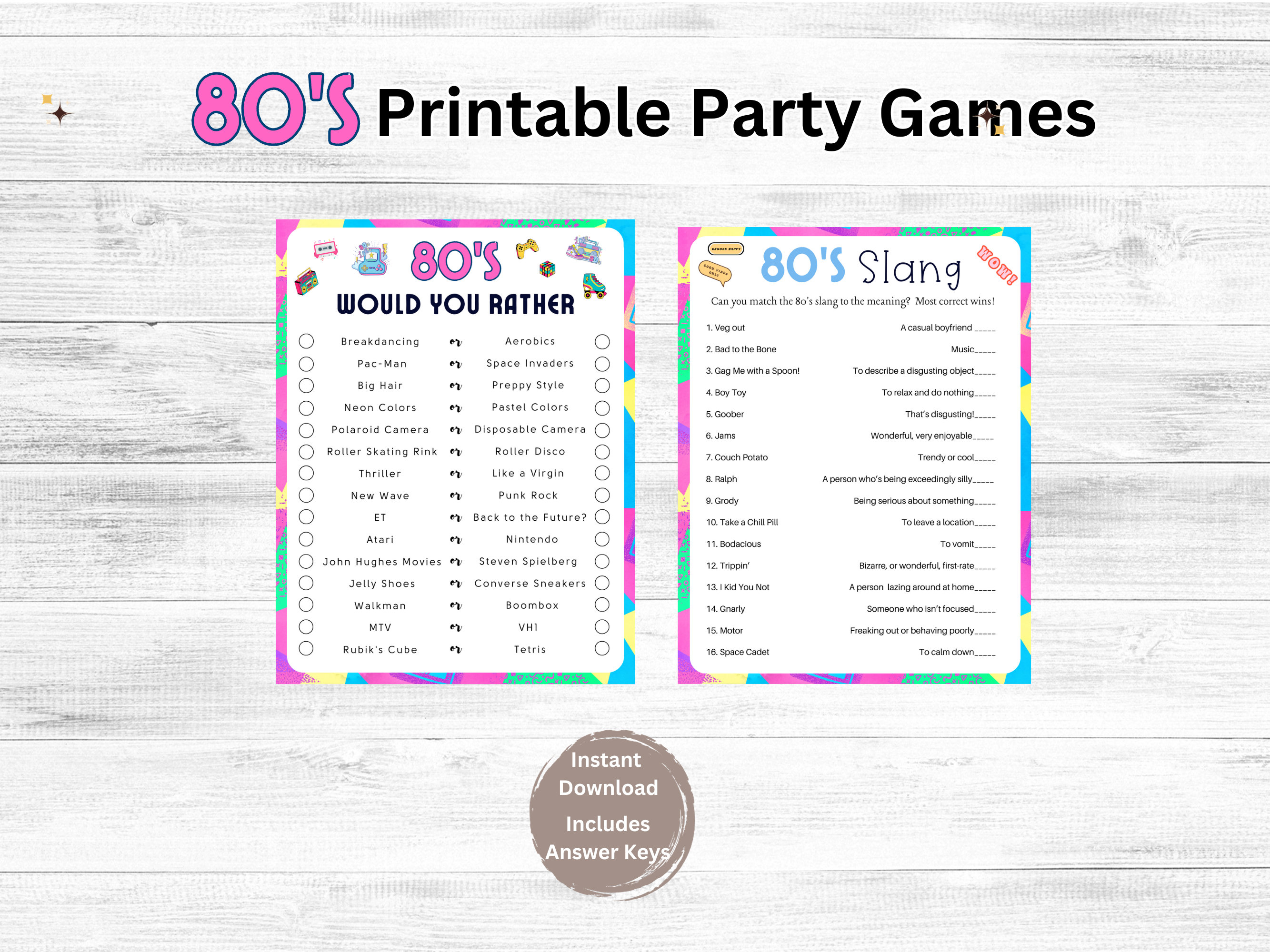 80s Party Games Printable, 80s Theme Party Games, 80s Music Movie ...