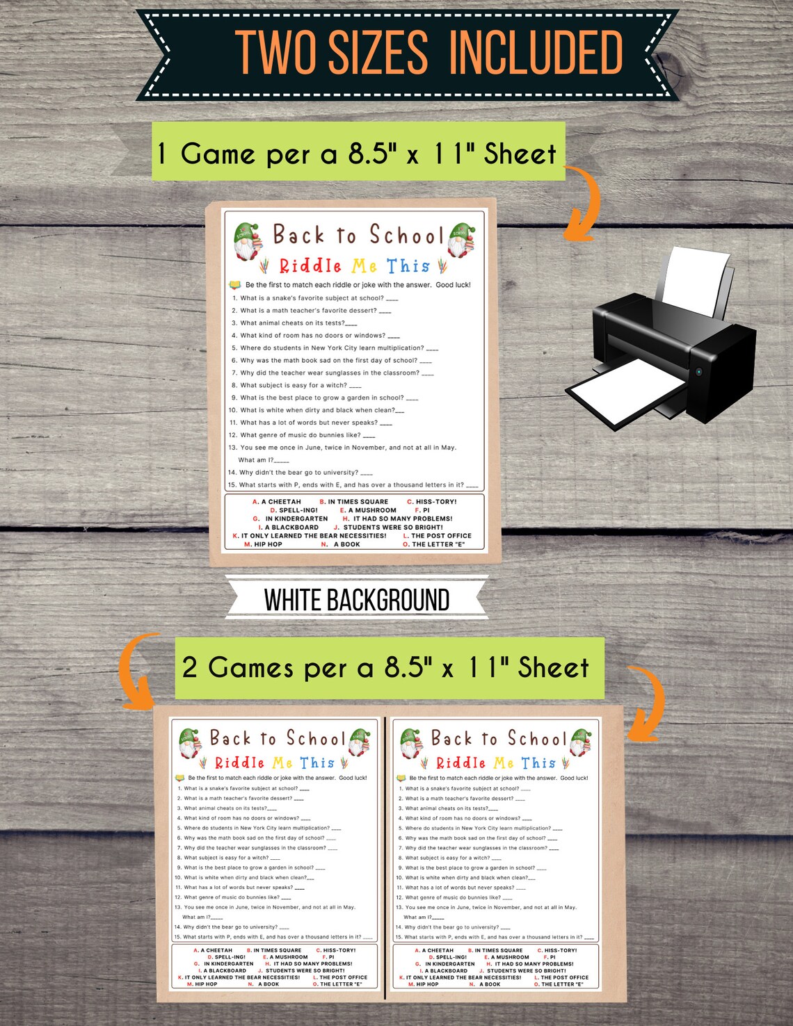 Back to School Riddle Me This Game Classroom Activity - Etsy