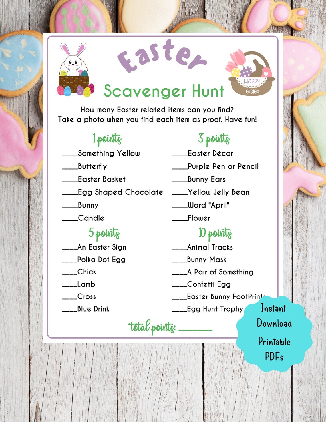 Easter Scavenger Hunt Game Easter Printable Game for Kids & - Etsy