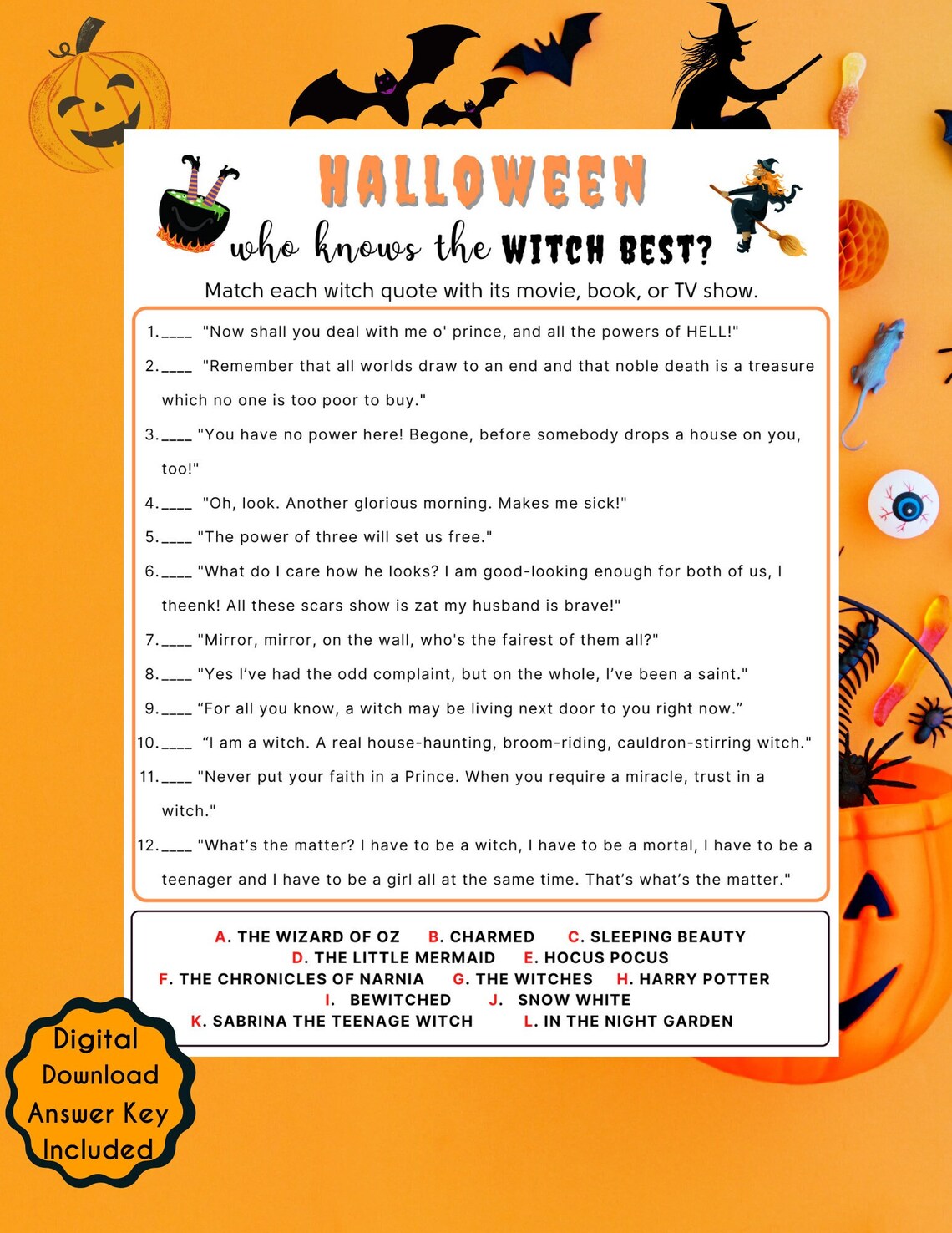 Halloween Who Knows the Witch Best Games Fun Halloween Games - Etsy