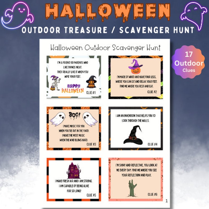 Halloween Outdoor Scavenger Hunt Printable Halloween Game Outdoor ...