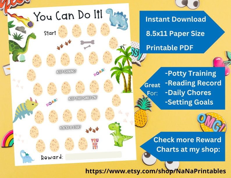 Printable Dinosaur Reward Chart for Children, Dinosaur Positive ...