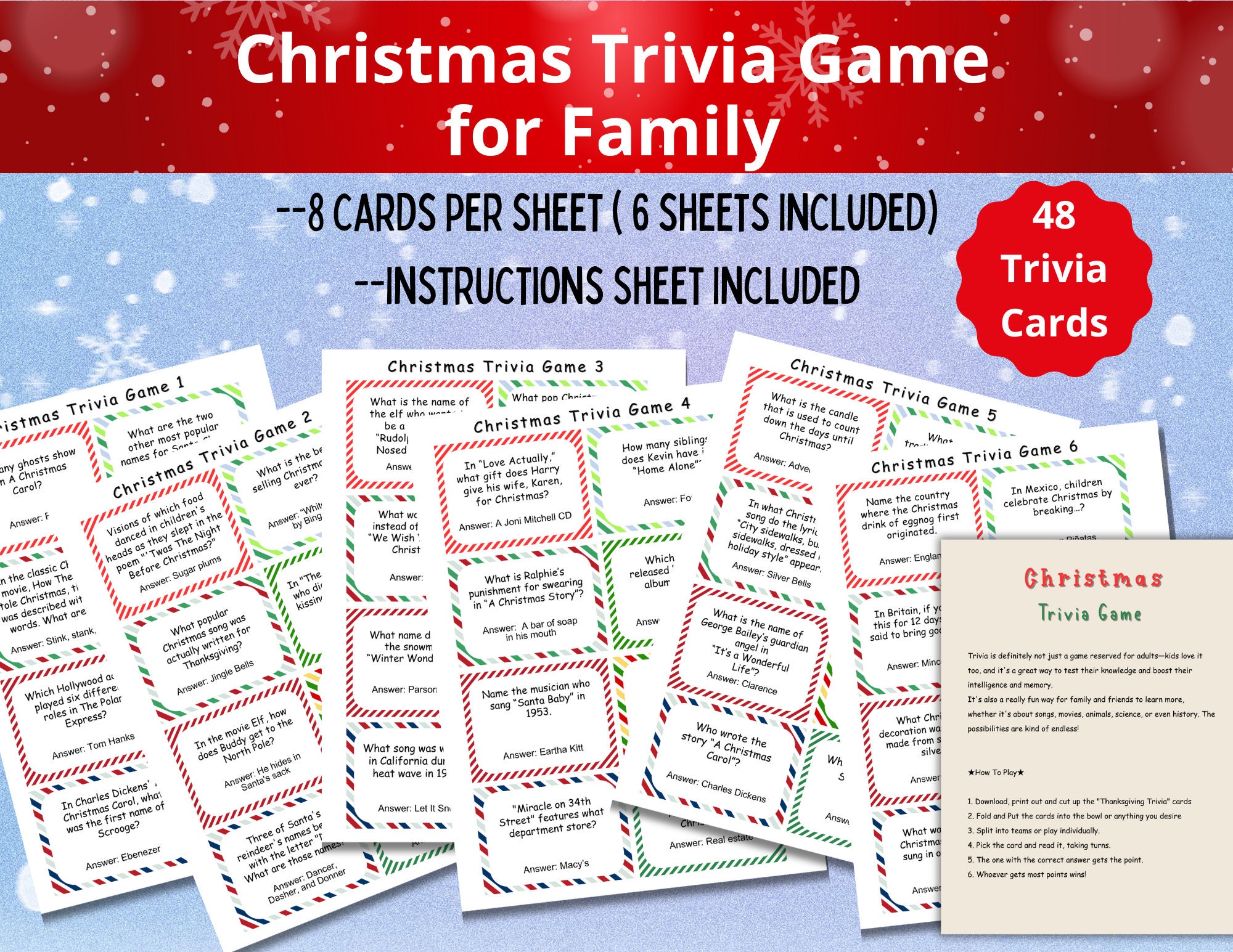 Christmas Trivia Games for Family, Fun Christmas Printable Game, Office ...