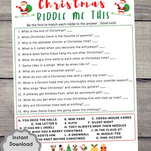 Christmas Riddle Game Christmas Game Printable Fun Holiday Party Game ...