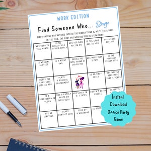 Find Someone Who Bingo: Office Party Game (PDF Download) - Etsy