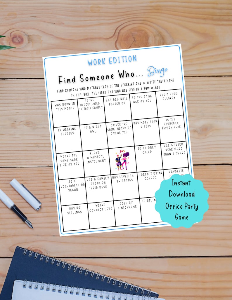 Find Someone Who Bingo: Office Party Game (PDF Download) - Etsy