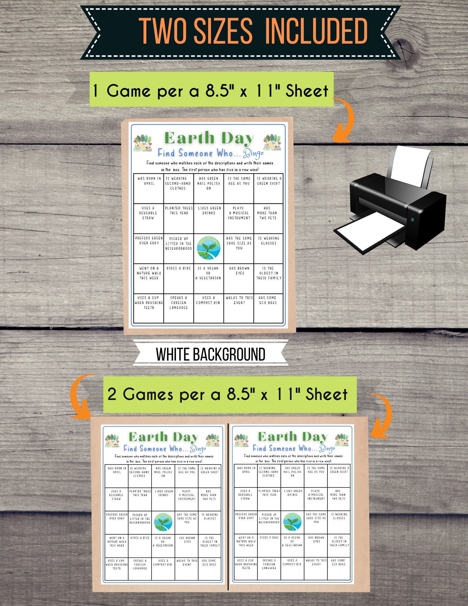 Earth Day Find Someone Bingo Game Fun Earth Day Printable Game for Kids ...